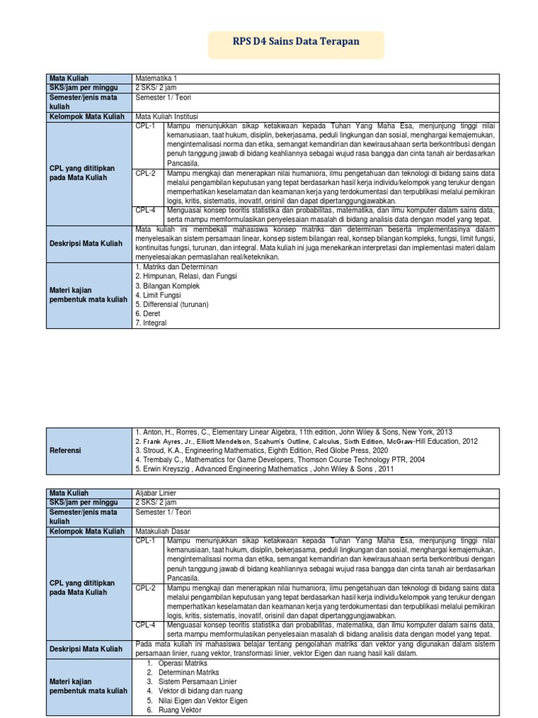 RPS D4 Sains Data Terapan | PDF