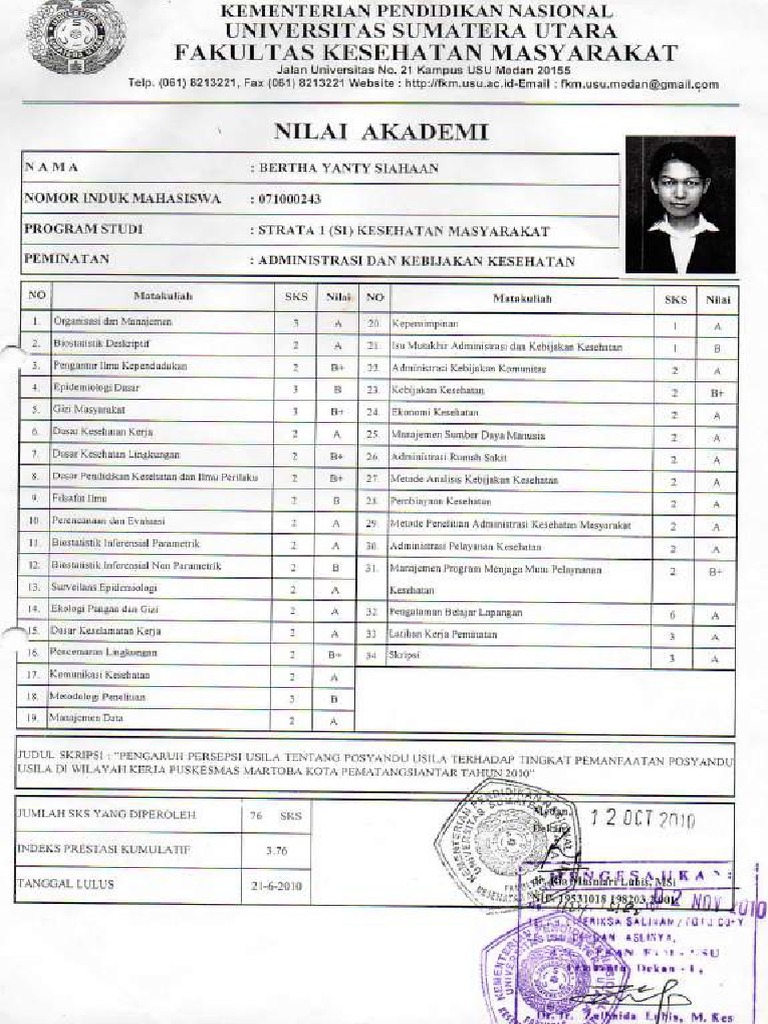 Transkrip Nilai | PDF