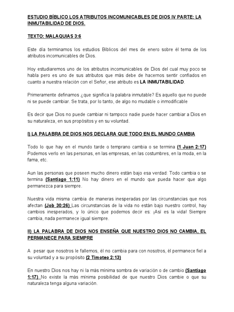 La Inmutabilidad de Dios en la Biblia | PDF | Dios | Salvación