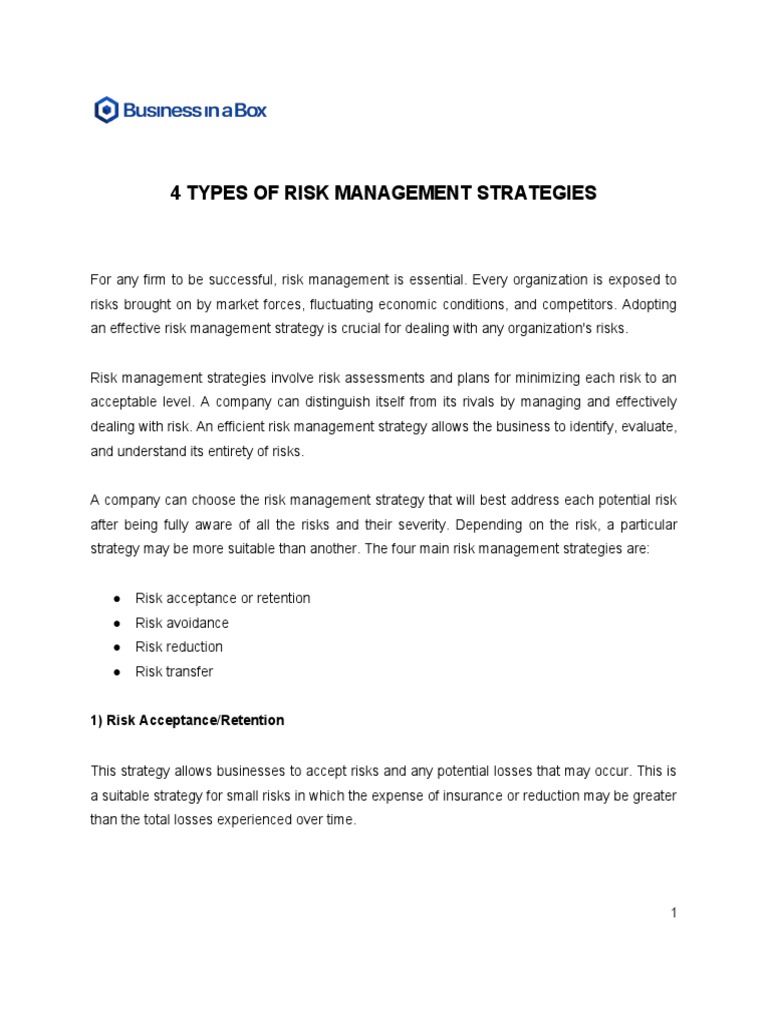 4-types-of-risk-management-strategies-D13300 | PDF | Risk Management | Risk