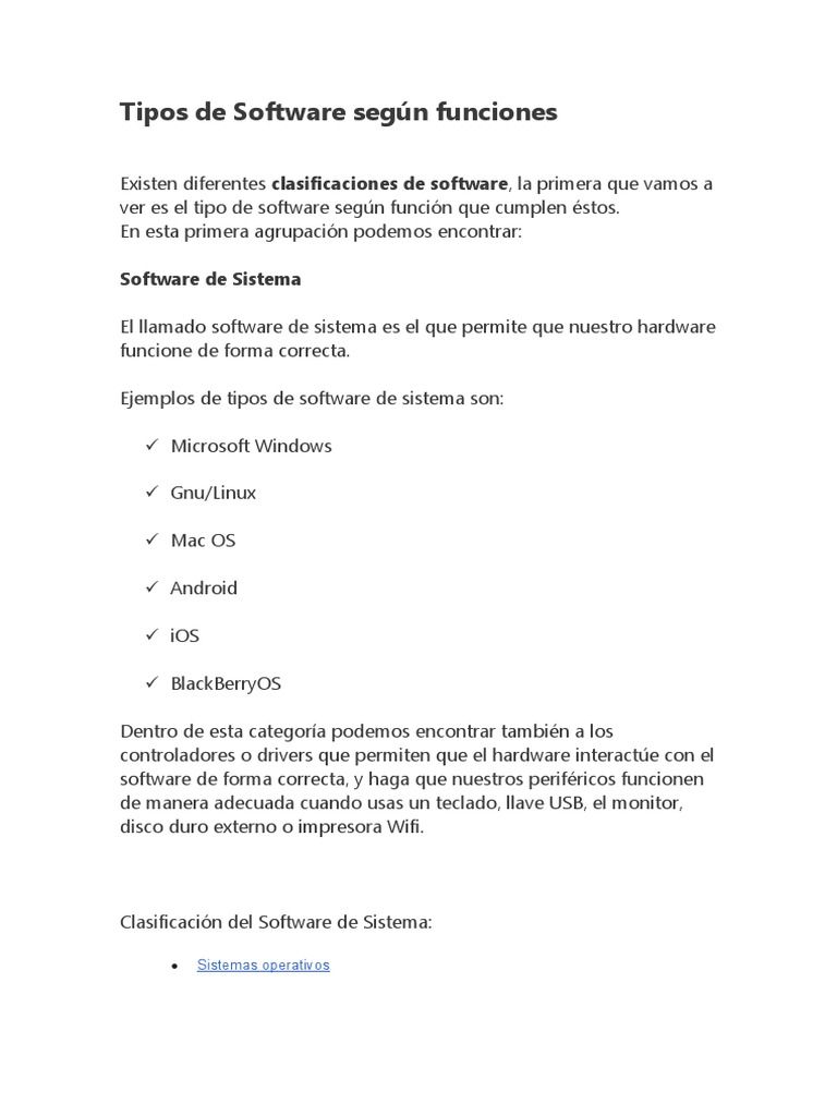 Tipos De Software Según Funciones Pdf Programación Programa De 8766