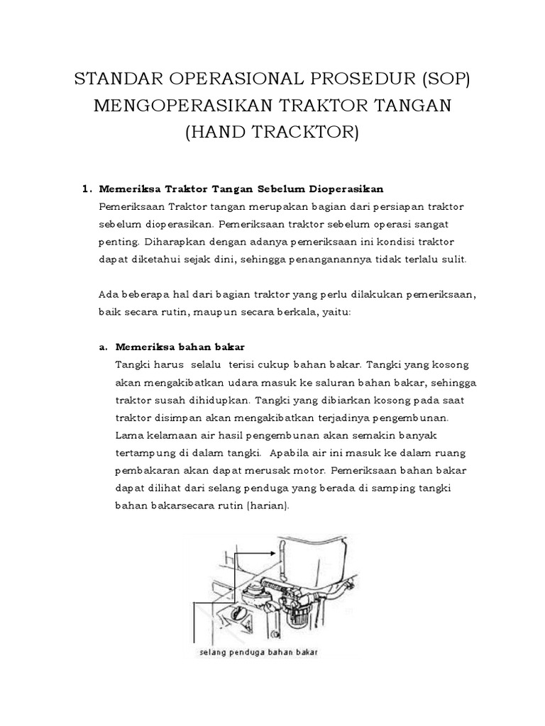 Sop Mengoperasikan Traktor Tangan | PDF