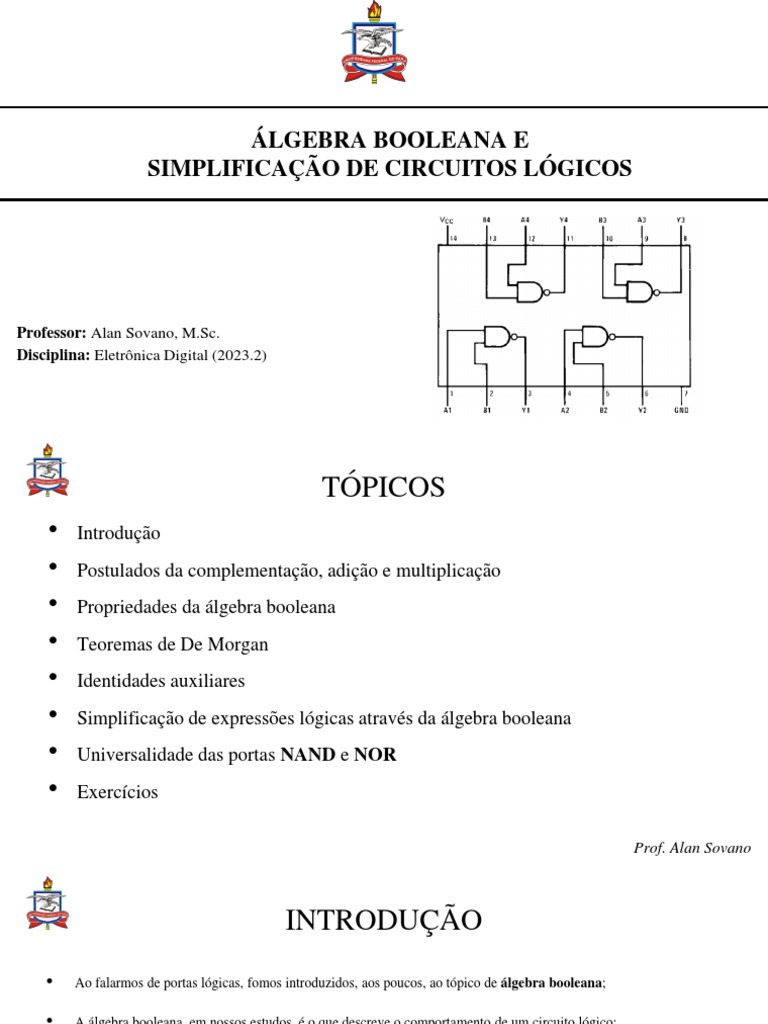 Topico 04 Algebra Booleana | PDF | Circuitos eletrônicos | Álgebra