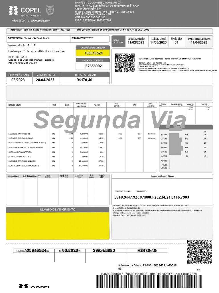 Fatura Copel | PDF