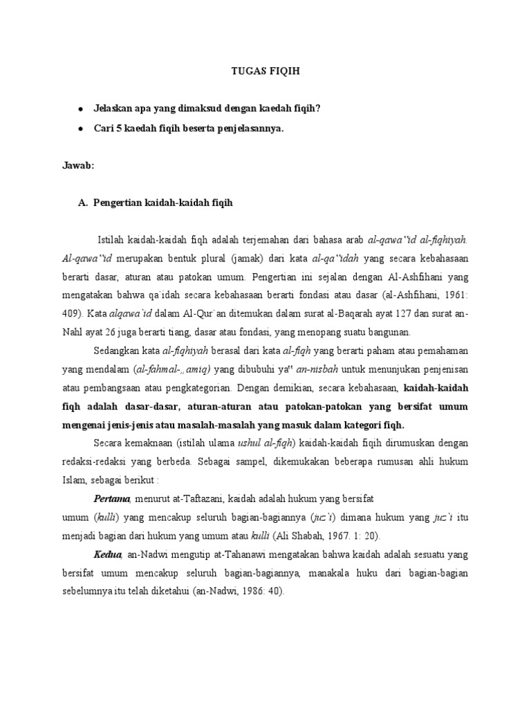 Kaedah Fiqih: Pengertian dan Contoh | PDF