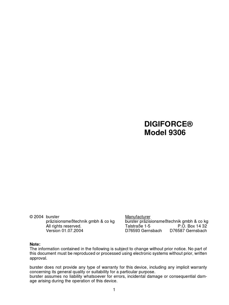 Burster Digiforce 9306 | PDF | Programmable Logic Controller | Sampling ...