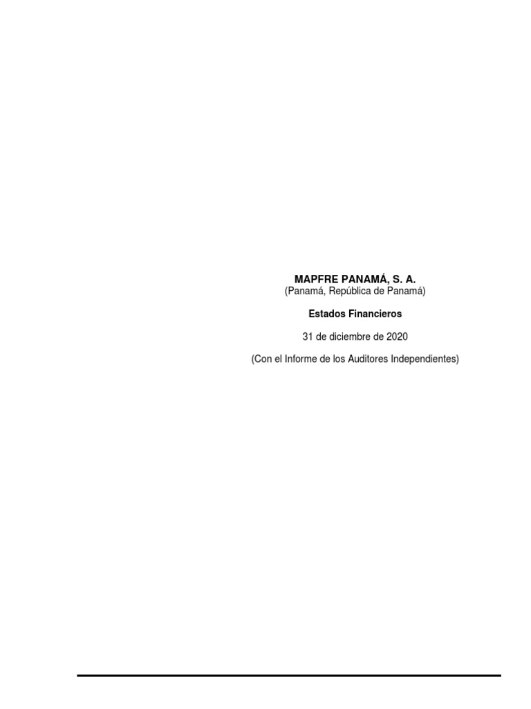 Mapfre Panama S. A. - Estados Financieros - Dic. 2020 | PDF | Auditoría ...