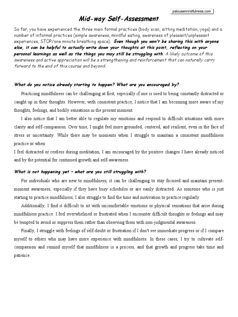 Midway-Assessment OUTPUT | PDF | Mindfulness | Feeling