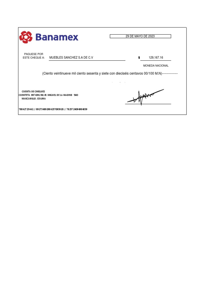 Formato De Cheque Banamex Para Imprimir Actualizado Septiembre 2022 ...