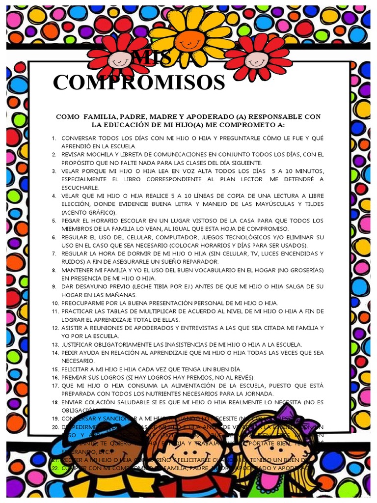 Compromisos Familia Escuela | PDF