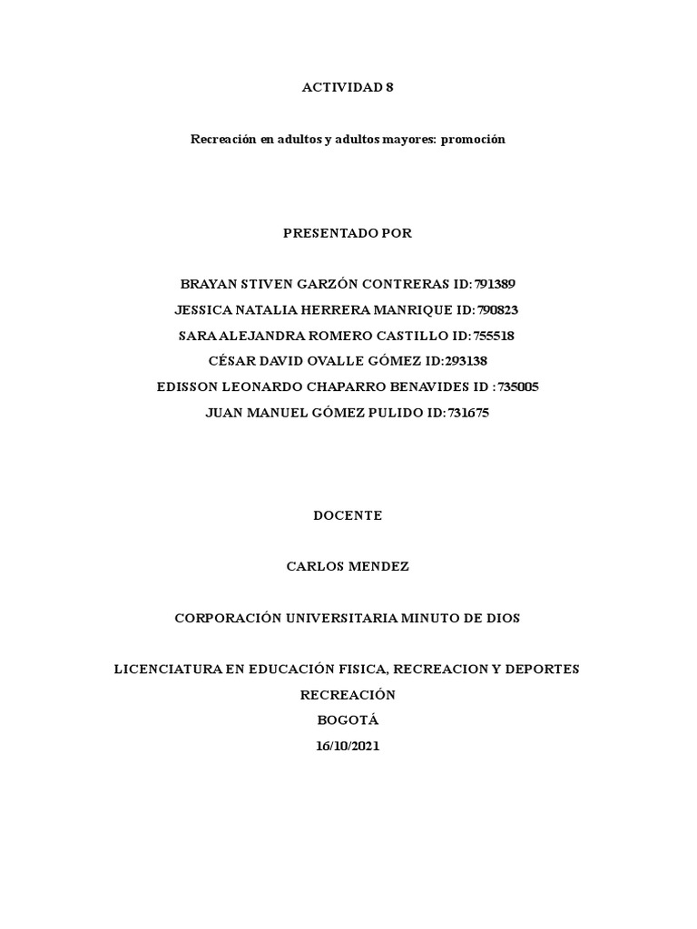 Documento 8 | PDF | Vejez | Recreación