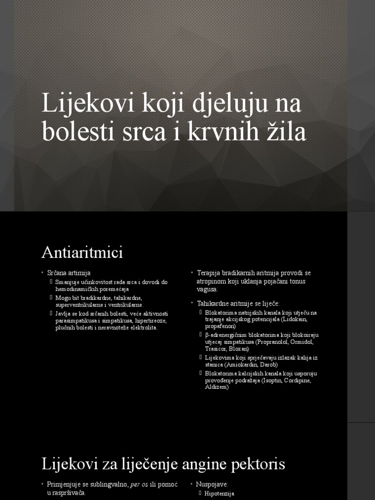 Lijekovi Koji Djeluju Na Bolesti Srca i Krvnih Žila | PDF