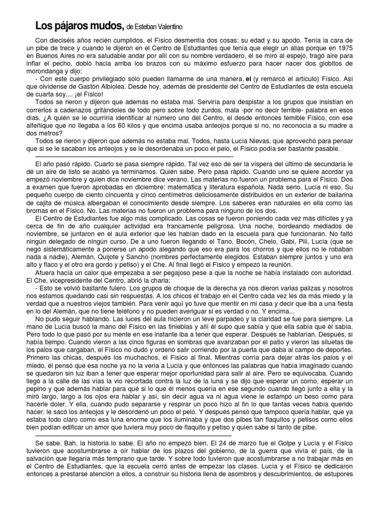 Los Pájaros Mudos, Esteban Valentino | PDF | Aves