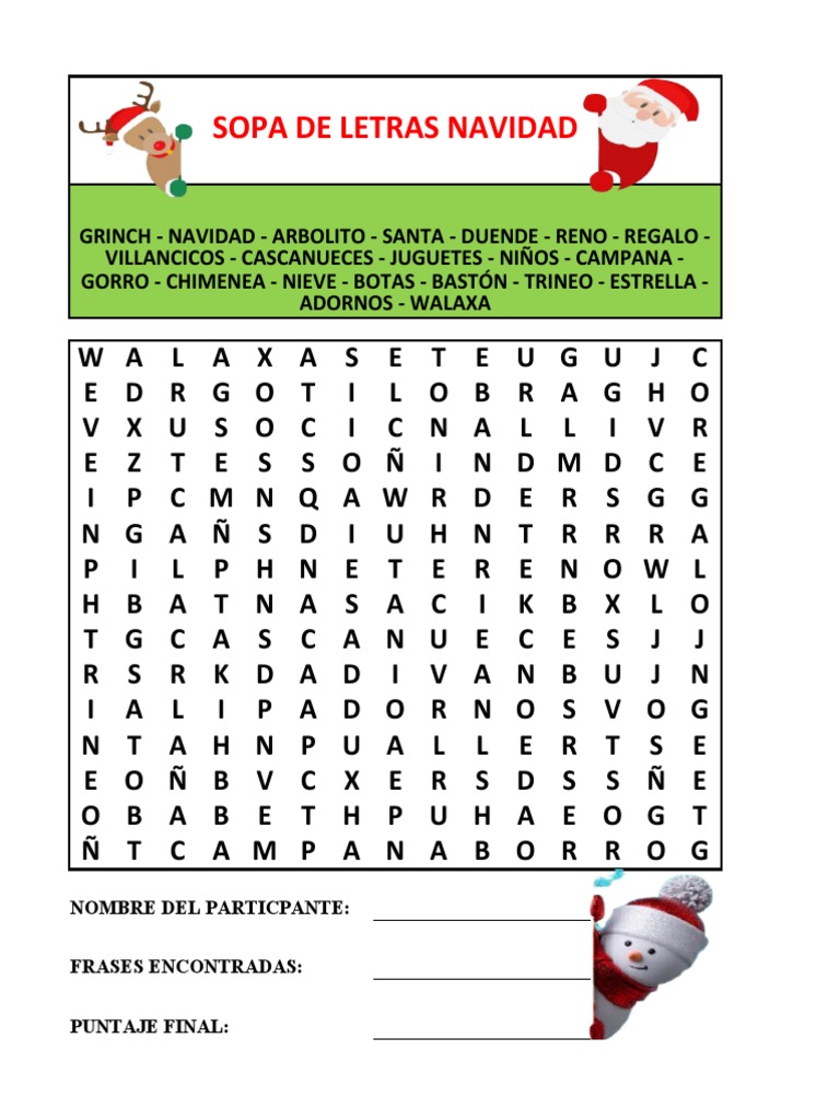 Sopa de Letras Navidad | PDF