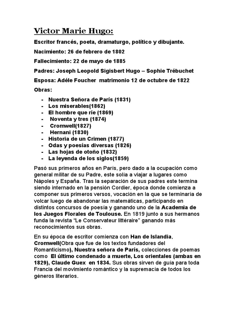 Victor Marie Hugo | PDF | Victor Hugo