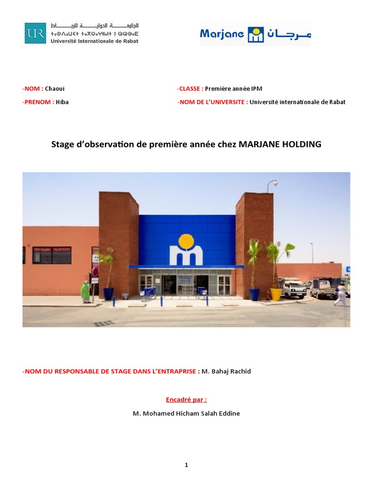 Rapport de Stage MARJANE | PDF | Économie d'entreprise | Business