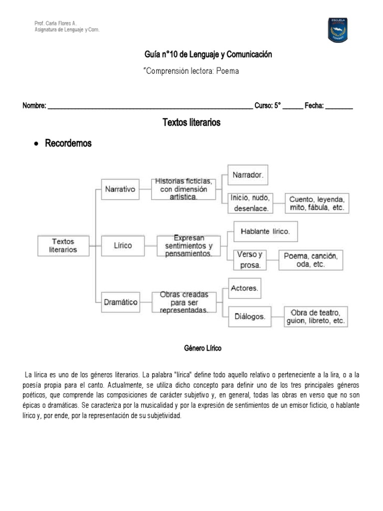 Guía N° 10 Poema y Sus Características | PDF | Poesía