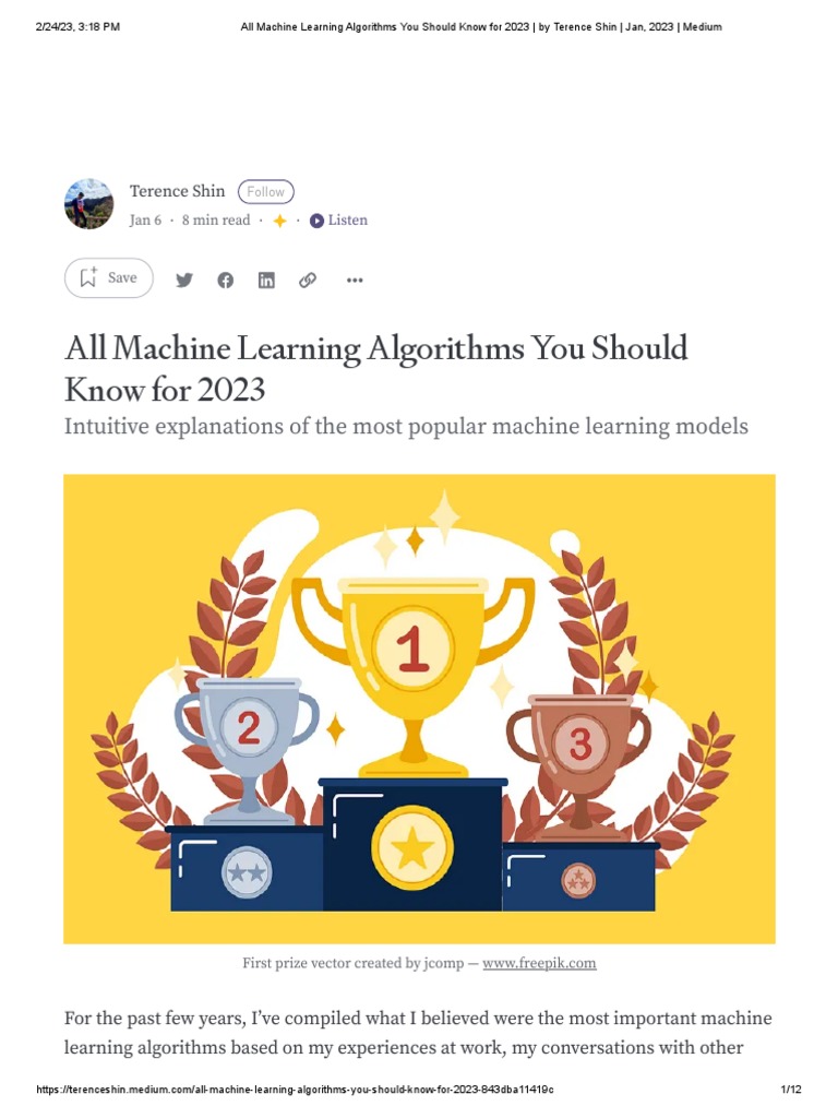 All Machine Learning Algorithms You Should Know For 2023 - by Terence Shin - Jan, 2023 - Medium ...