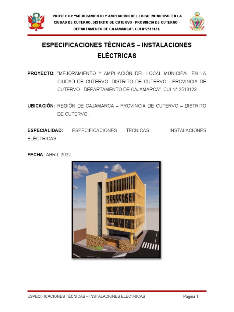 Especificaciones Tecnicas - Eléctricas - Cutervo | PDF | Conductor electrico | Tubería ...