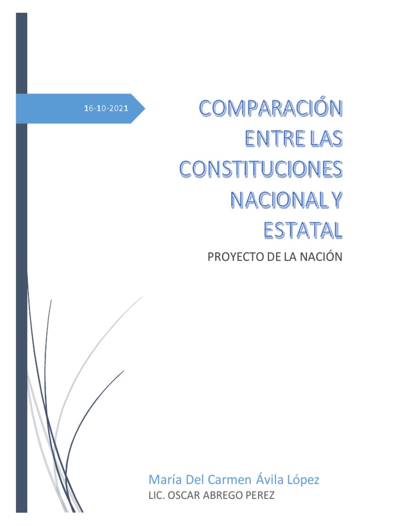 Comparación Entre Las Constituciones Nacional y Estatal | PDF ...