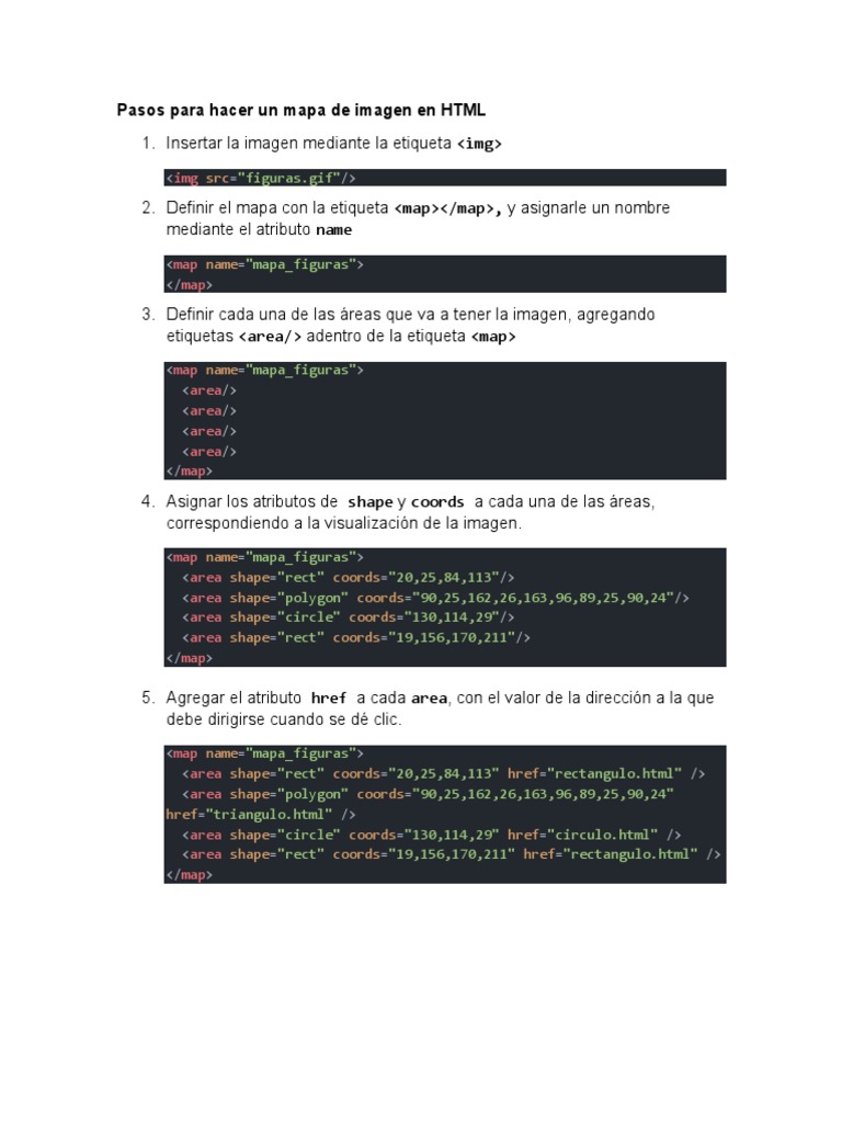 Pasos para Hacer Un Mapa de Imagen en HTML | PDF | Computadoras