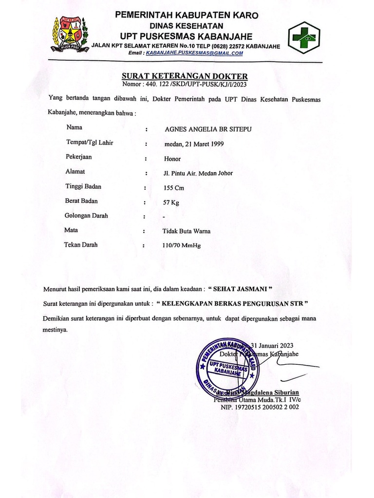 Contoh Surat Sehat | PDF