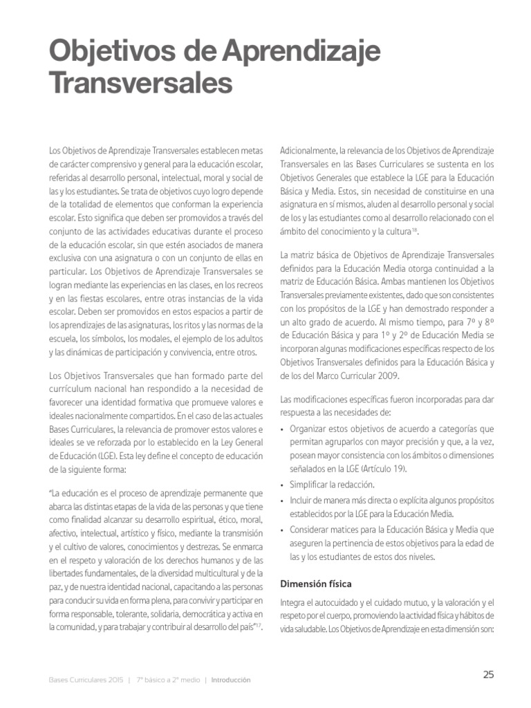 OA Transversales | PDF | Aprendizaje | Educación primaria
