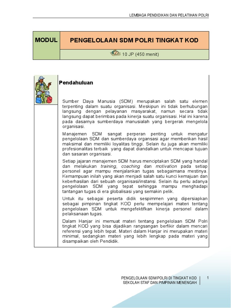 Pengelolaan SDM Polri Tingkat Kod | PDF | Karier & Perkembangan