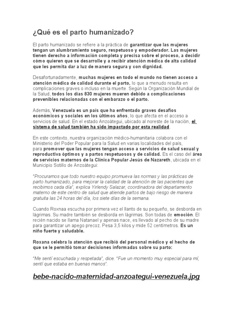 Parto Humanizado | PDF | Parto | Cuidado de la salud