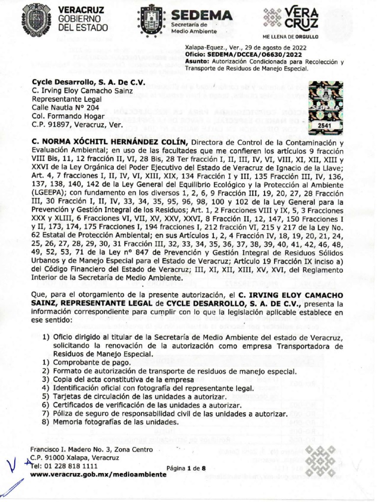 Sedema Renovacion 2022 Cycle Desarrollo Sa de CV - Compressed | PDF ...