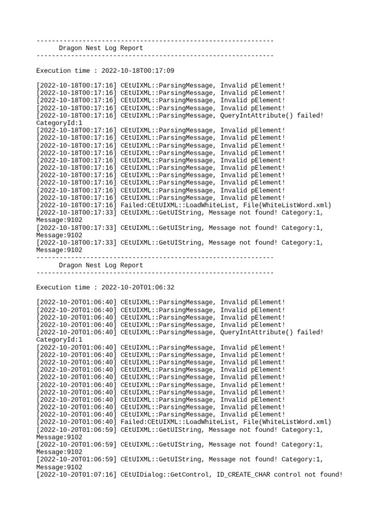 Dragon Nest Error Log Analysis | PDF