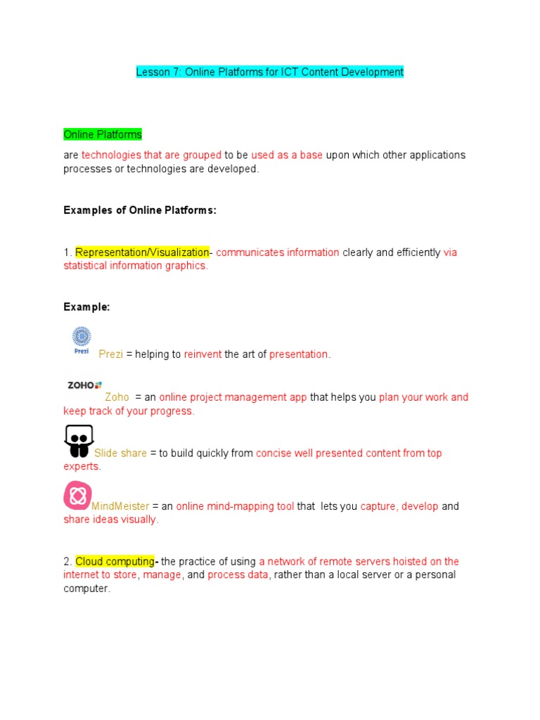Lesson 7 Online Platforms For ICT Content Development | PDF | Social ...