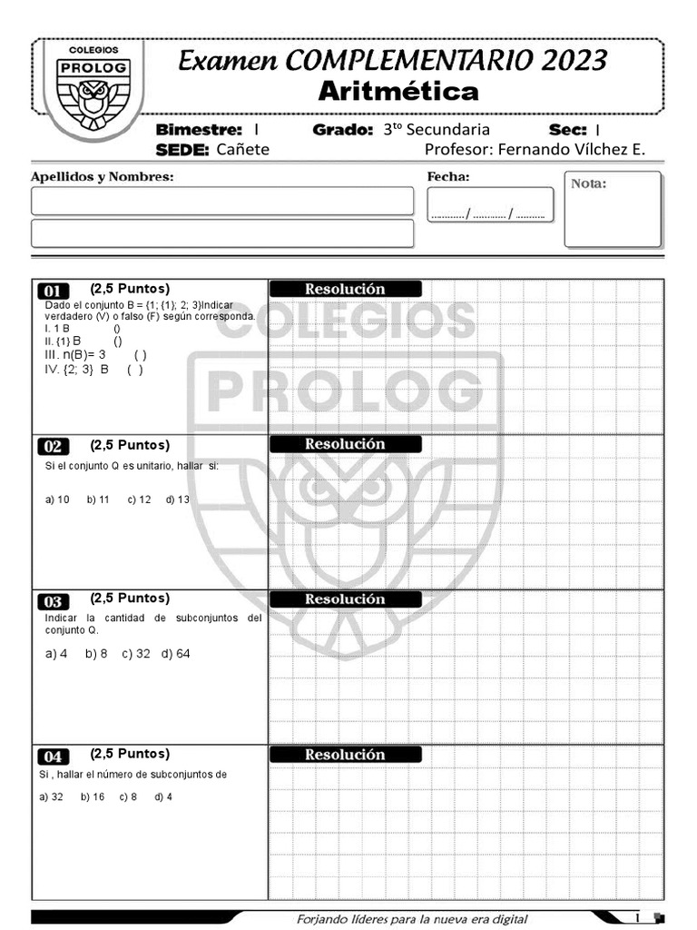 Examen Complementario 3 Cañete | PDF