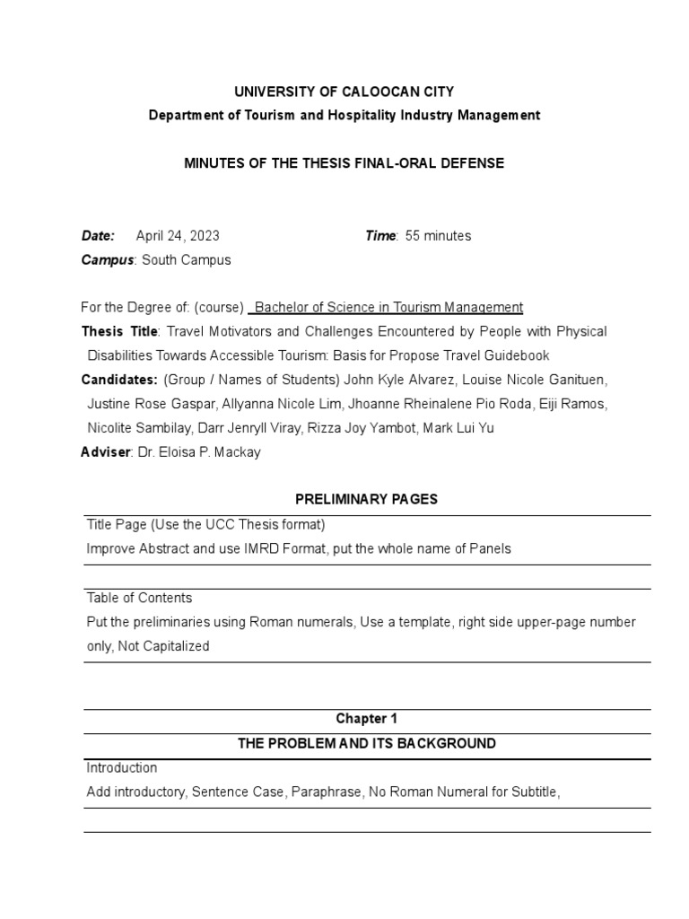 Final Oral Defense MINUTES | PDF | Thesis | Science