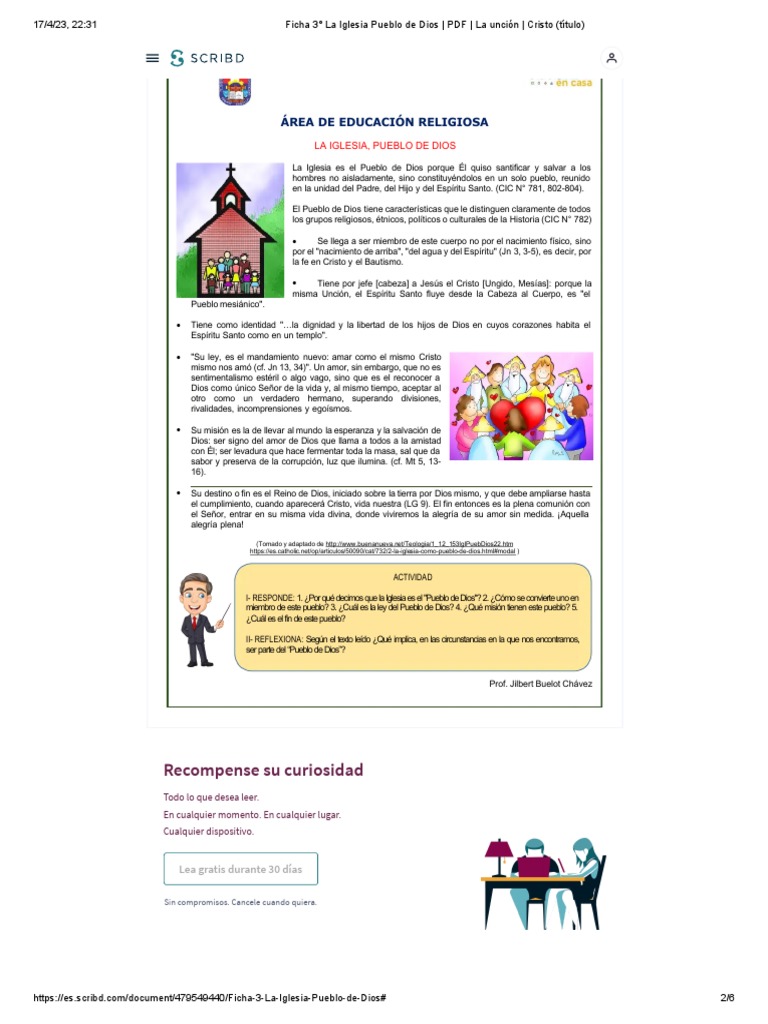 Ficha 3° La Iglesia Pueblo de Dios _ PDF _ La unción _ Cristo (título) | PDF