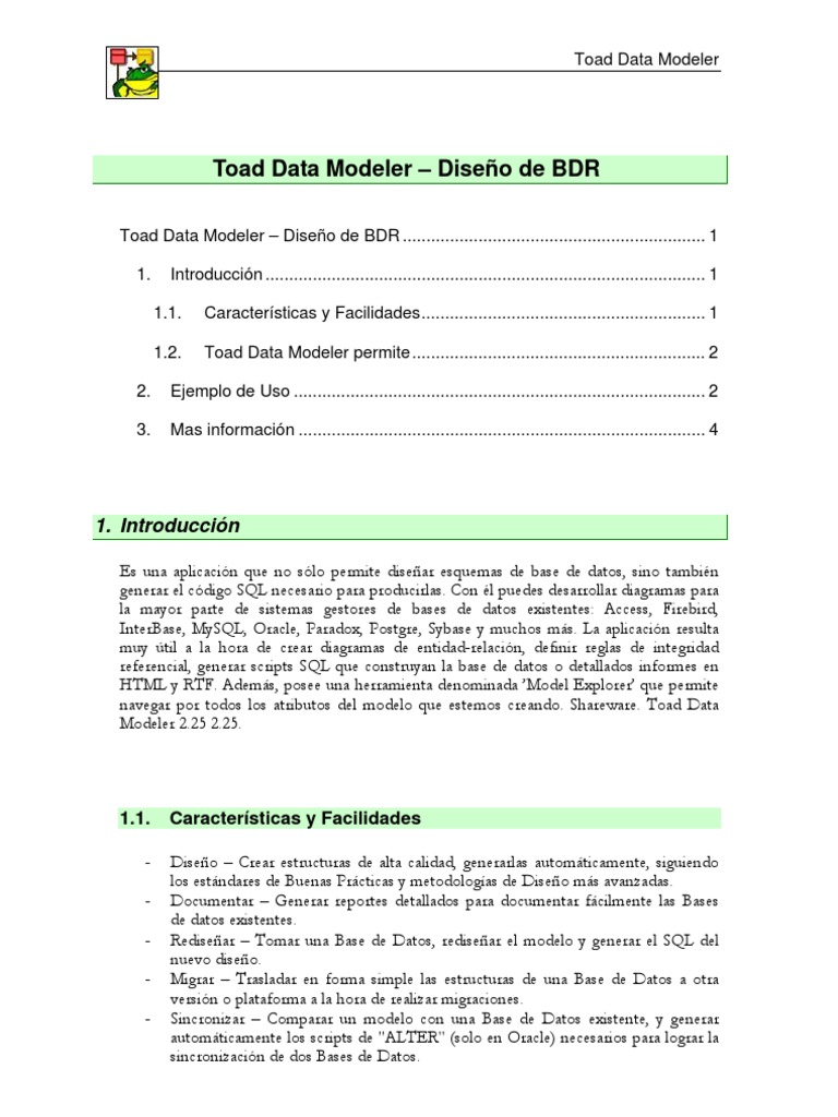 Toad Data Modeler | PDF | SQL | Bases de datos