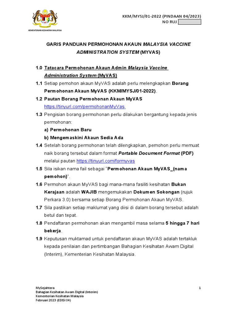 Borang Permohonan Akaun Mysejahtera (01-2022) | PDF | Pengelolaan ...