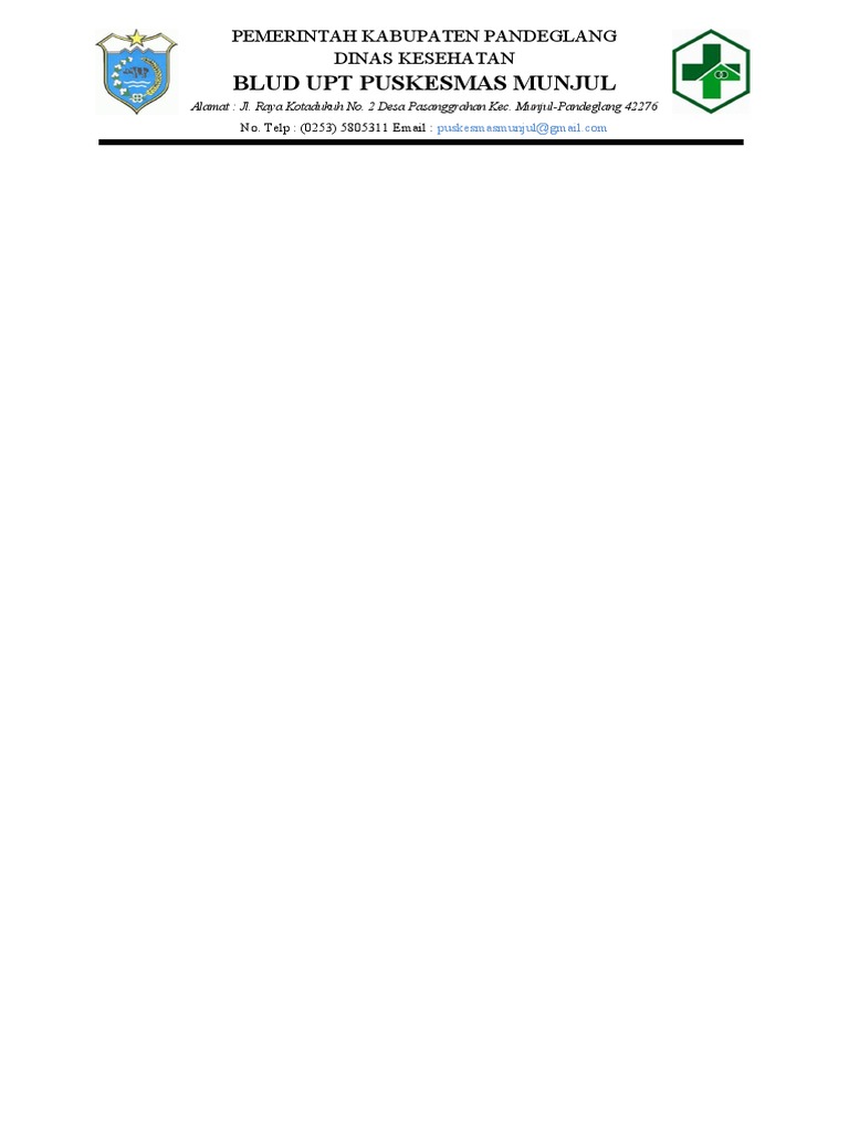 KOP SURAT BLUD UPT PUSKESMAS MUNJUL TERBARU 2023 fix (2) | PDF