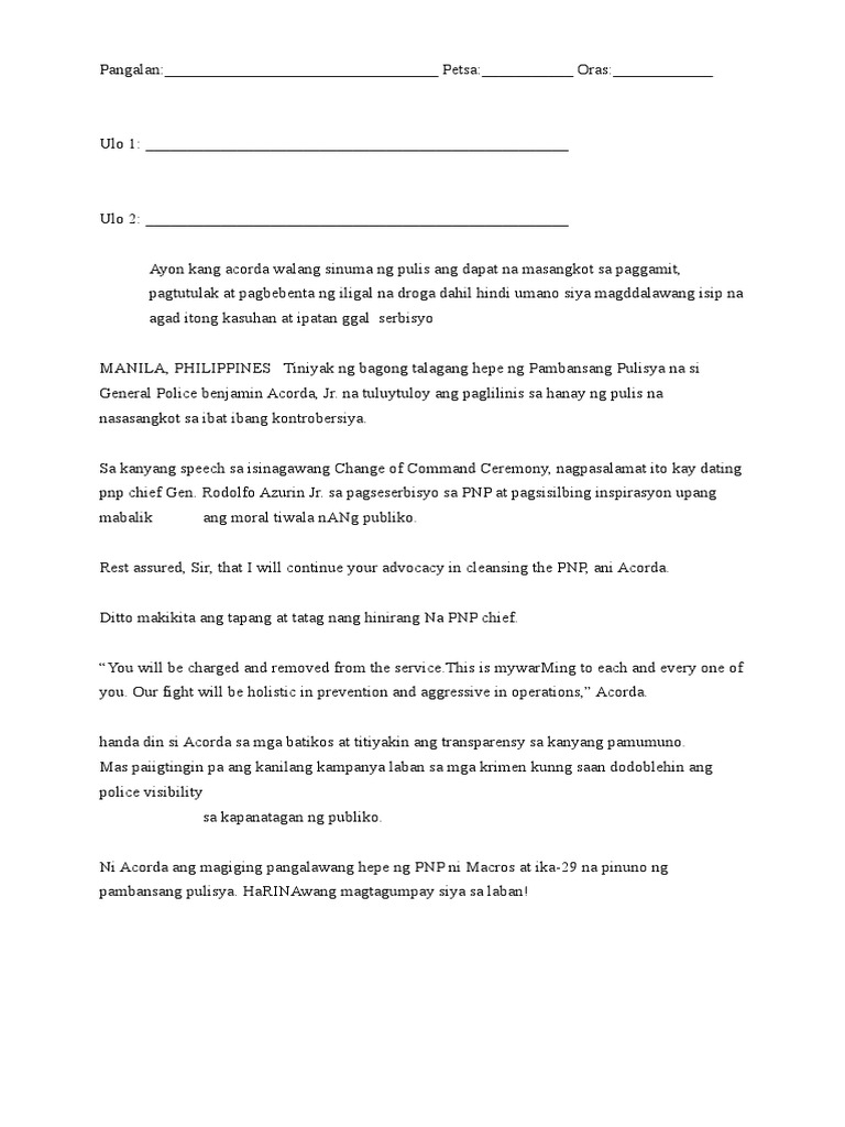 Copyreading Filipino | PDF