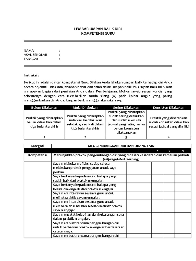 Lembar Umpan Balik Guru | PDF