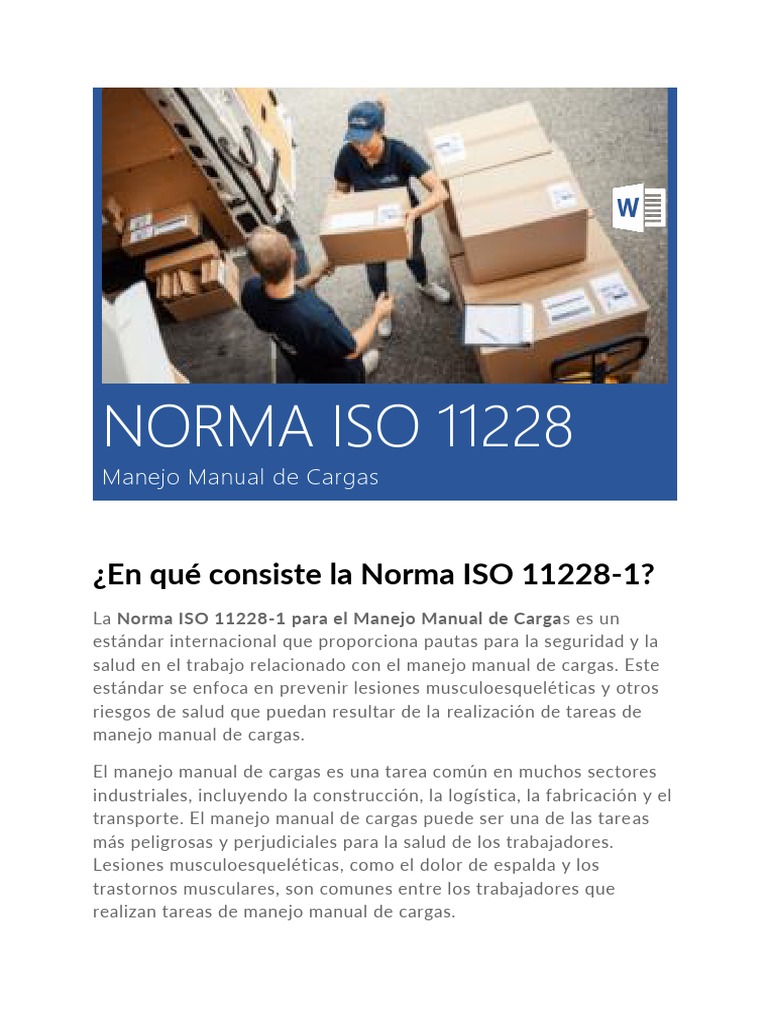 La Norma ISO 11228-1 Comentada | PDF | Factores humanos y ergonomía ...
