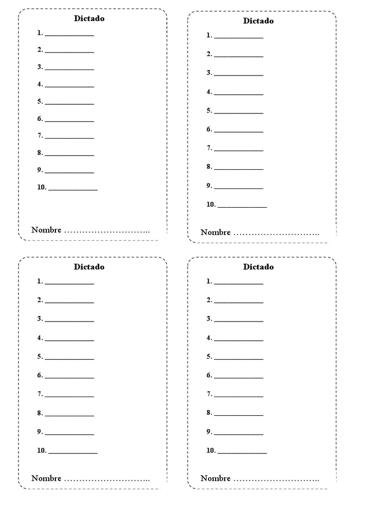 Formato de Dictado en Blanco para Estudiantes | PDF