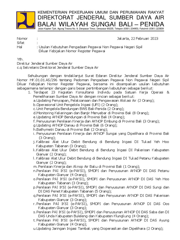 Draft Surat Kebutuhan KI | PDF