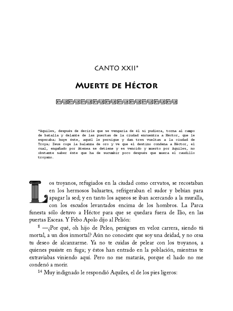 La Iliada-Canto XXII | PDF | Héctor | Aquiles
