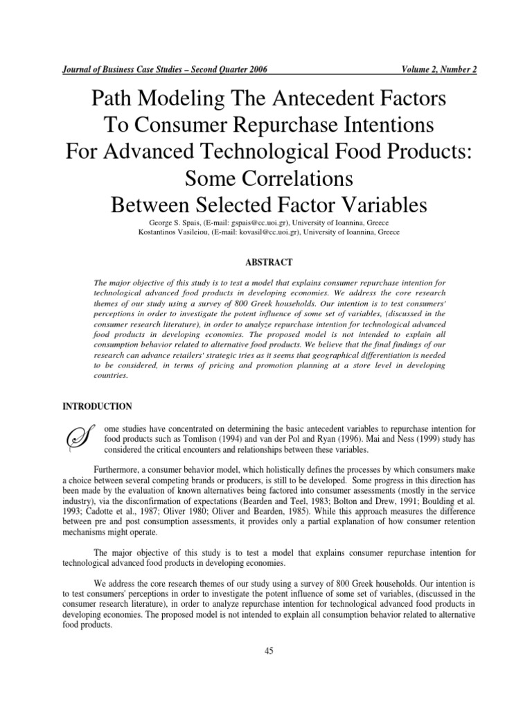 Path Modeling The Antecedent Factors (Spais and Vasileiou) | PDF | Risk | Consumer Behaviour