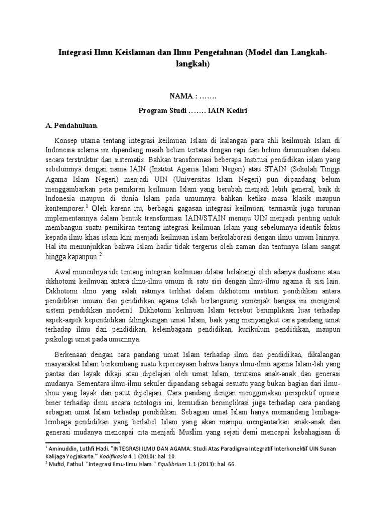 Artikel Integrasi Ilmu | PDF