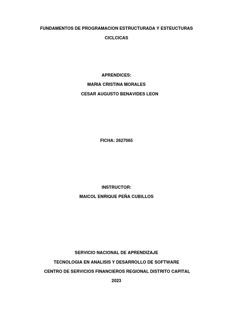 GA3-220501093-AA2-EV01 - Fundamentos de Programación Estructurada y Estructuras Cíclicas | PDF ...