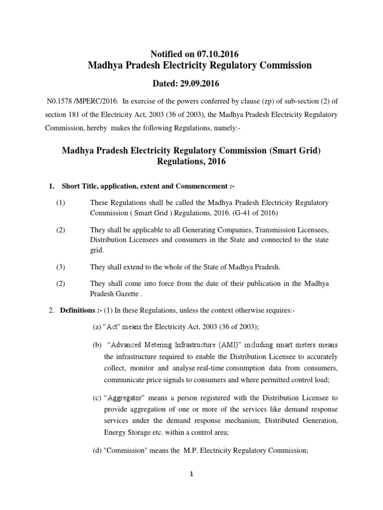 Mperc - Smart Grid Regulation | PDF | Smart Grid | Electrical Grid