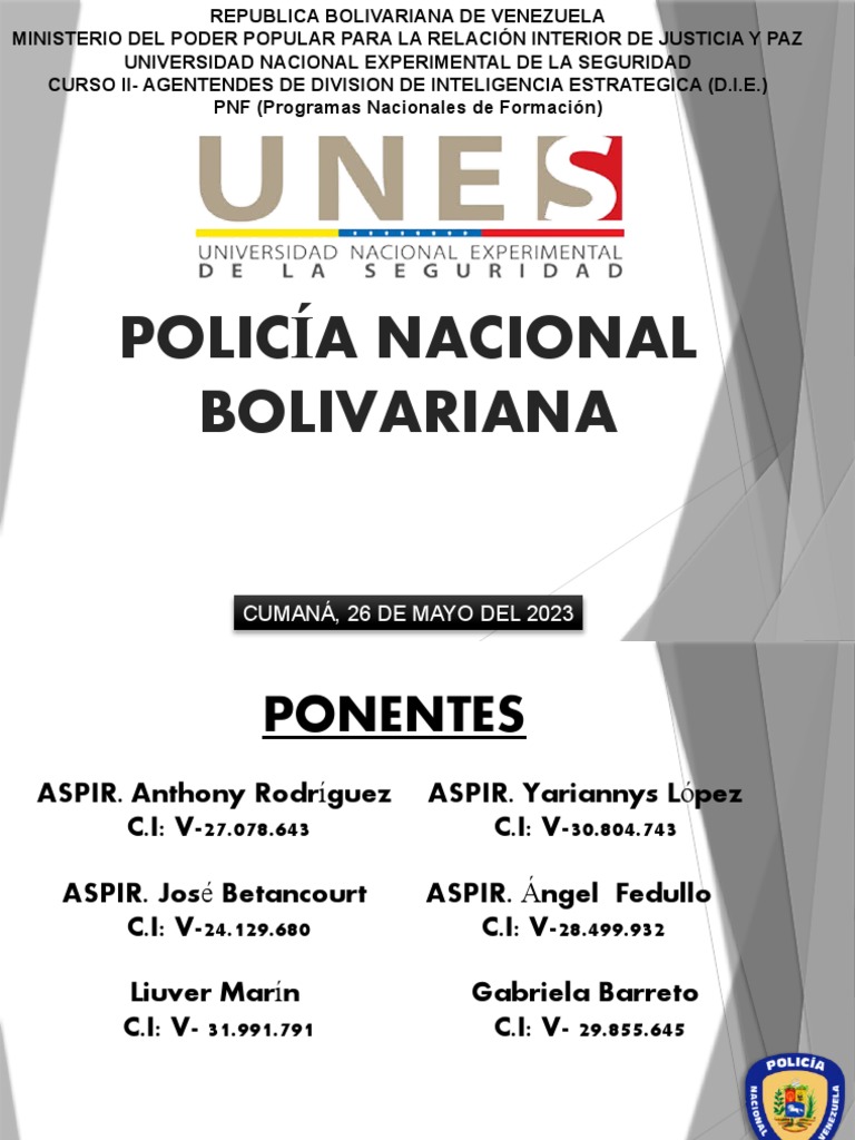 Diapositiva Del Grupo Funciones de La CPNB | PDF | Policía | Gobierno