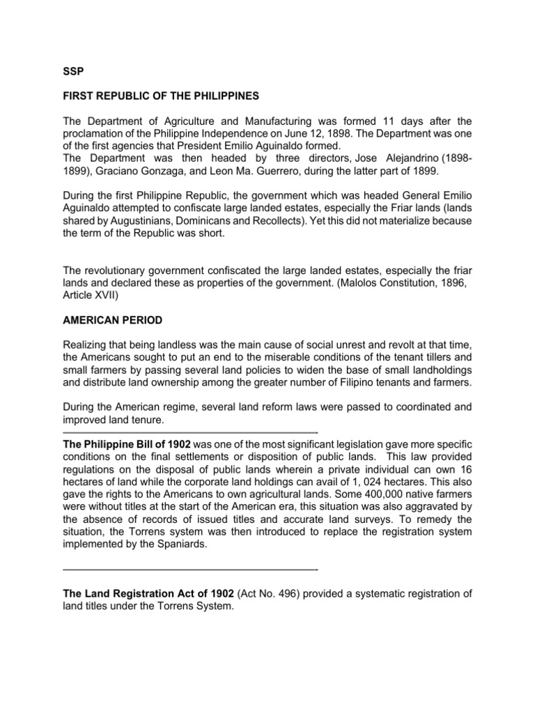 SSP First Republic of The Philippines | PDF | Property Law | Government